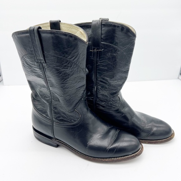 Cowtown Boots | Shoes | Cowtown Boots Black Leather Cowboy Boots Wide ...